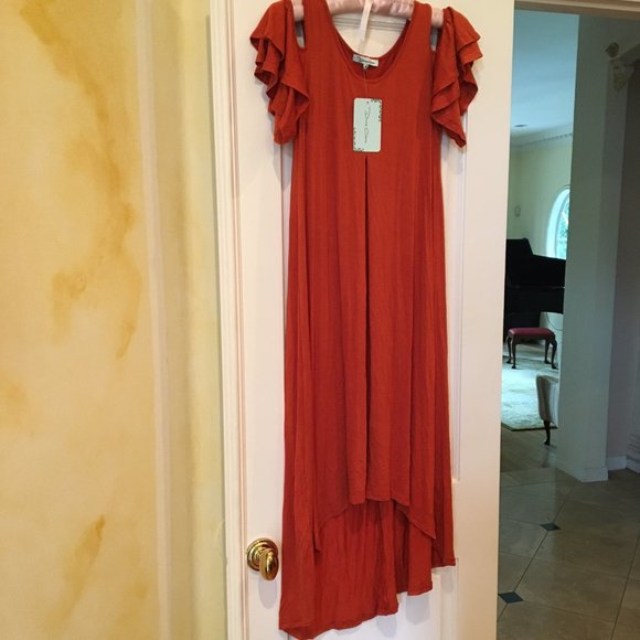 Divine Charm | Dresses | Nwt Rust Coldshouldered Divine Charm Dress ...
